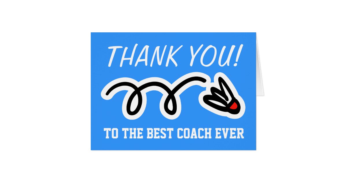 Thank you coach | badminton greeting cards | Zazzle.com