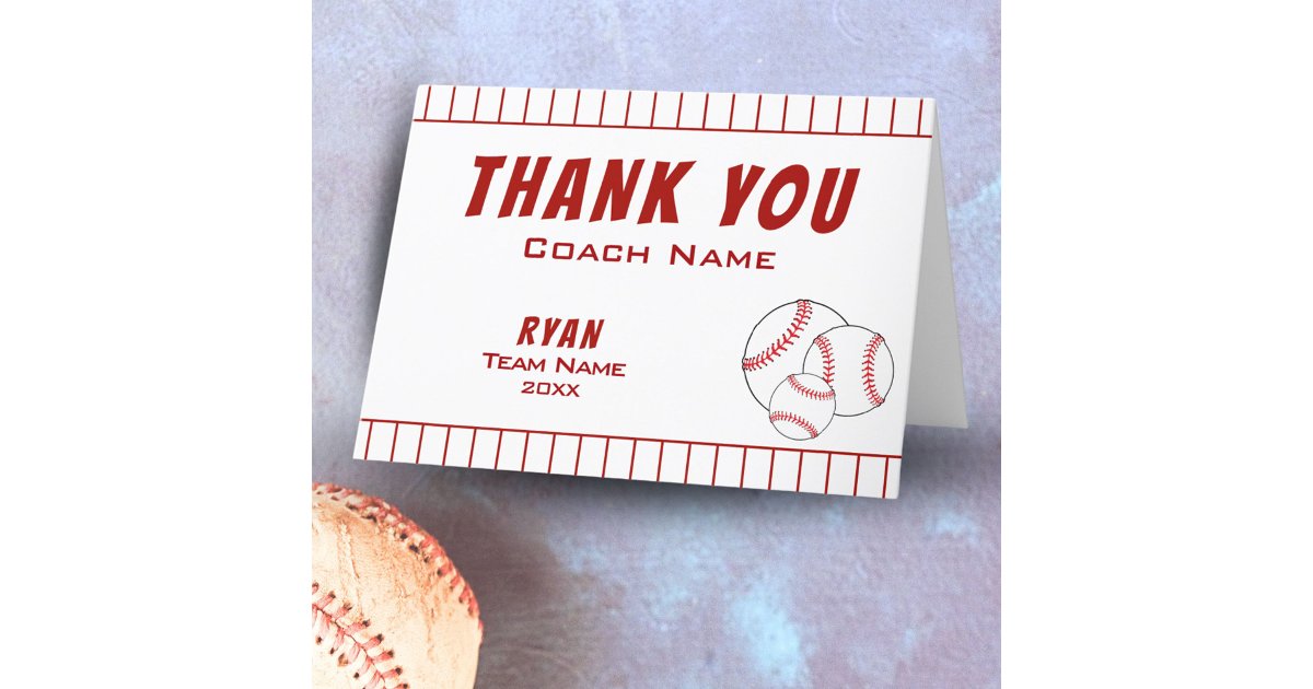 Thank you Coach Baseball Coach Card | Zazzle