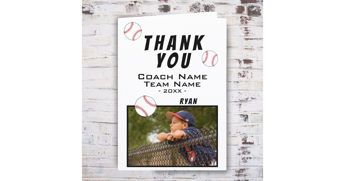 Thank you Coach Baseball Photo Card | Zazzle
