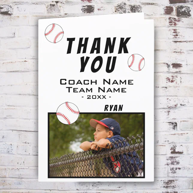 Thank you Coach Baseball Photo Card | Zazzle