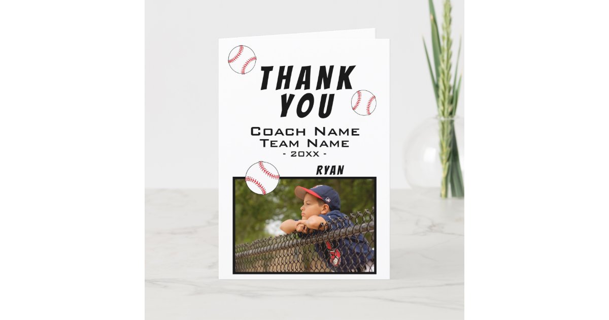 Thank you Coach Baseball Photo Card | Zazzle