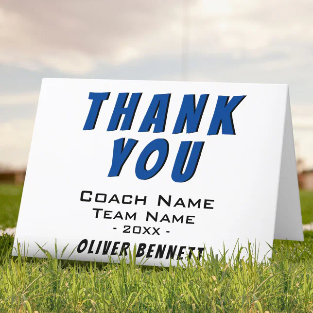 Thank you Coach Card Blue | Zazzle