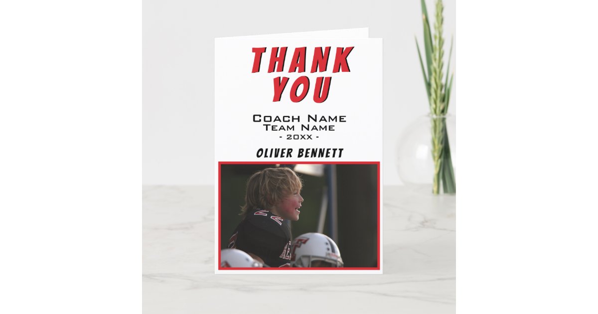 Thank you Coach Card with Photo | Zazzle