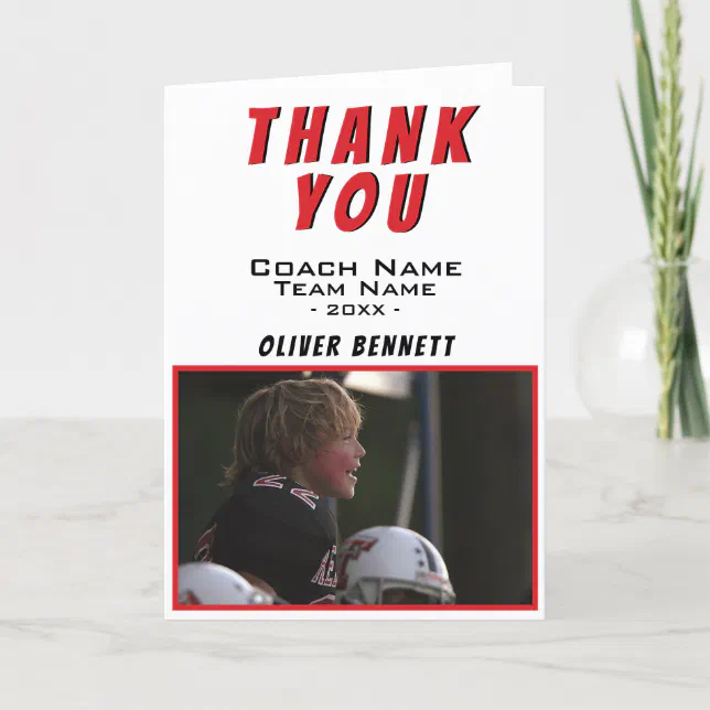 Thank you Coach Card with Photo | Zazzle
