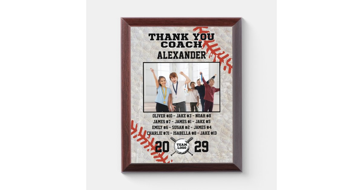 Thank You Coach, Custom photo & teammates names Award Plaque | Zazzle