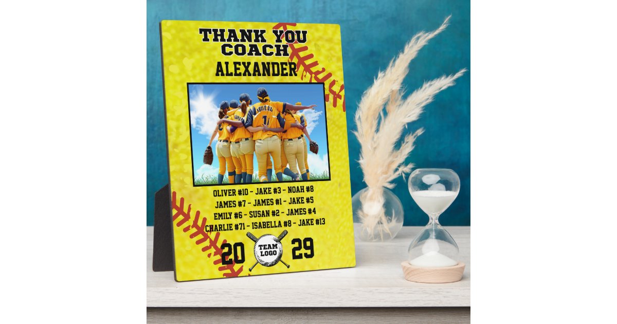 Thank You Coach, Custom photo & teammates names Plaque | Zazzle
