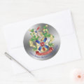 Thank You Coat of Arms Knight Shield Dragon Sword Classic Round Sticker ...