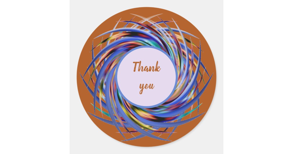 Thank You Colorful Spiral Pattern Appreciation Classic Round Sticker ...