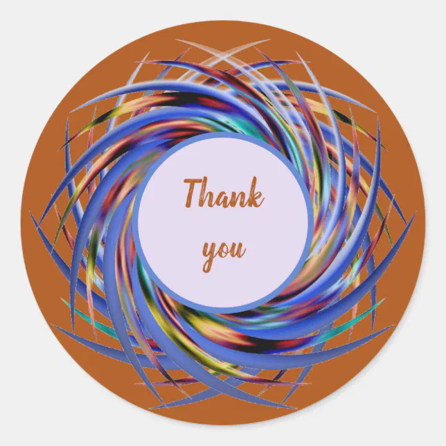 Thank You Colorful Spiral Pattern Appreciation Classic Round Sticker ...