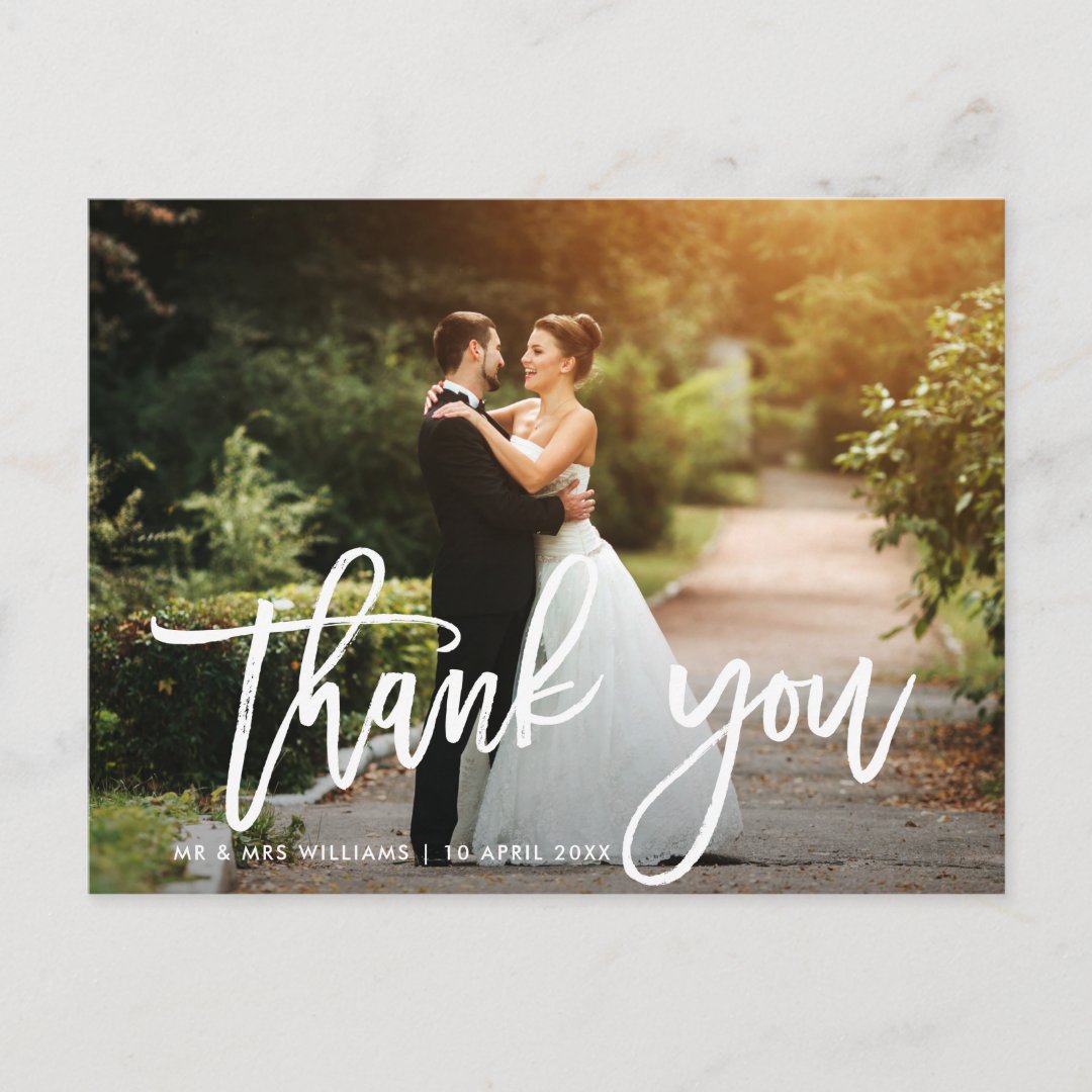THANK YOU | Country text wedding thank you card | Zazzle