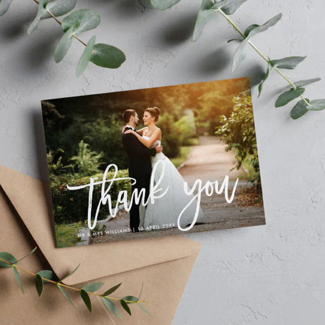 THANK YOU | Country text wedding thank you card | Zazzle