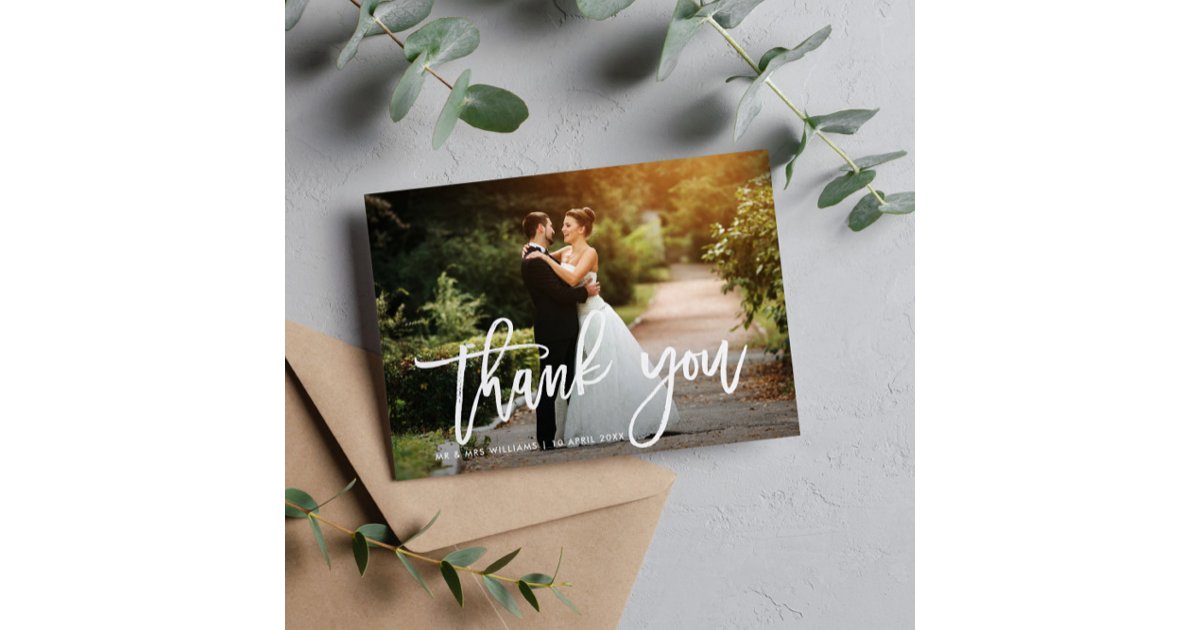 THANK YOU | Country text wedding thank you card | Zazzle