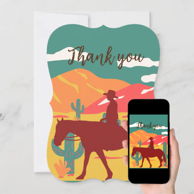 Thank you- cowboy- posse invitation | Zazzle
