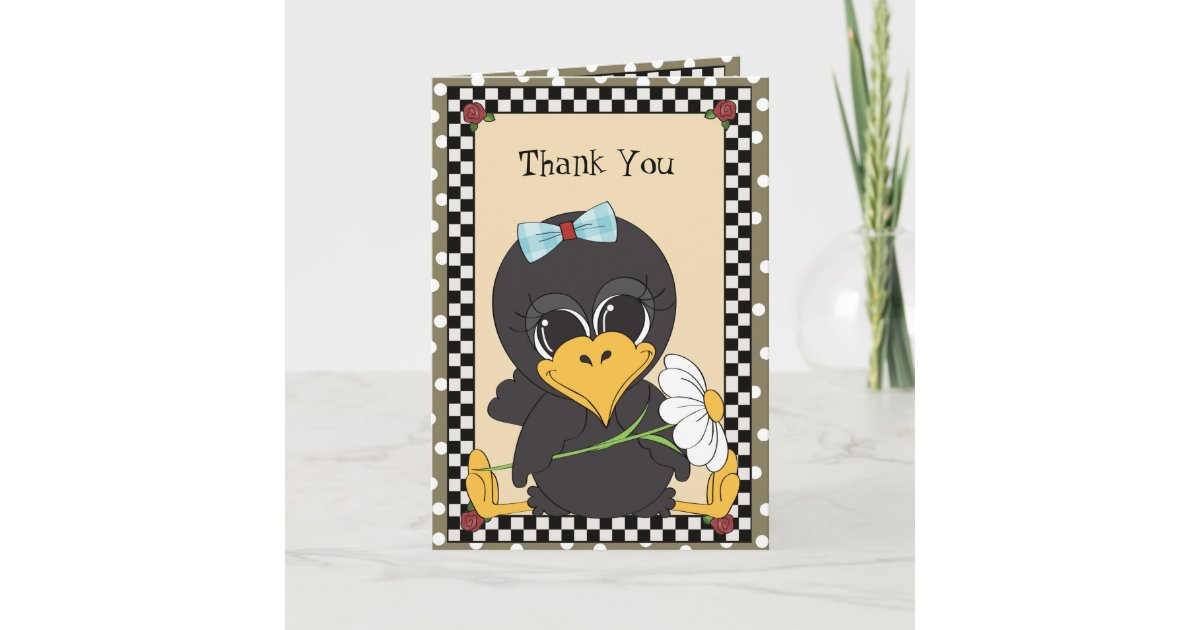 Thank You Crow greeting card | Zazzle