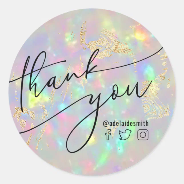 thank you crystal opal classic round sticker | Zazzle