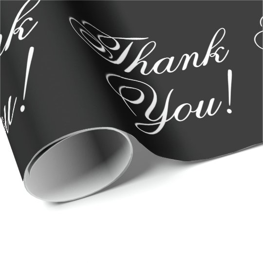 Thank You Cursive Black and White Wrapping Paper | Zazzle.com