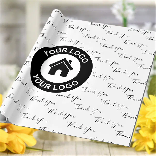 Thank You Custom Business Logo Wrapping Paper | Zazzle