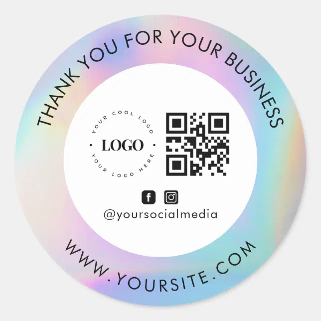 Thank You Custom Company Logo QR Code Social Media Classic Round ...