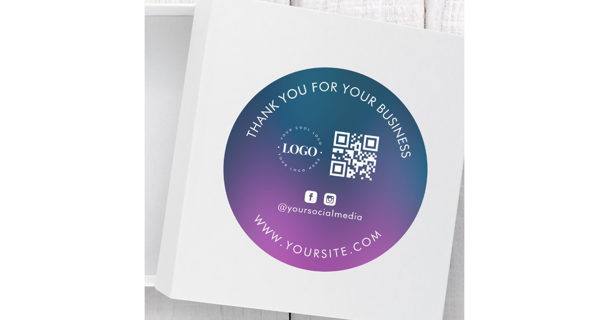Thank You Custom Company Logo QR Code Social Media Classic Round ...