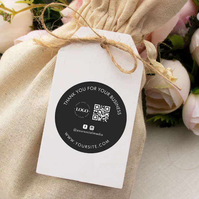 Thank You Custom Company Logo QR Code Social Media Classic Round ...