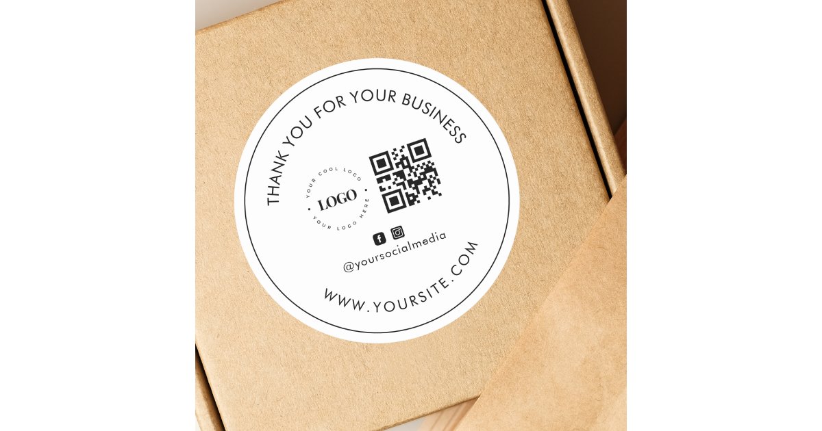 Thank You Custom Company Logo QR Code Social Media Classic Round ...