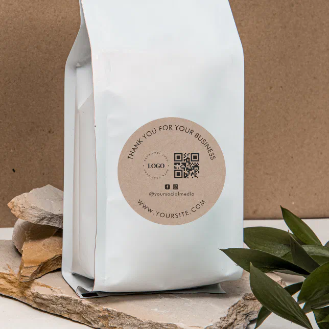 Thank You Custom Company Logo QR Code Social Media Classic Round ...