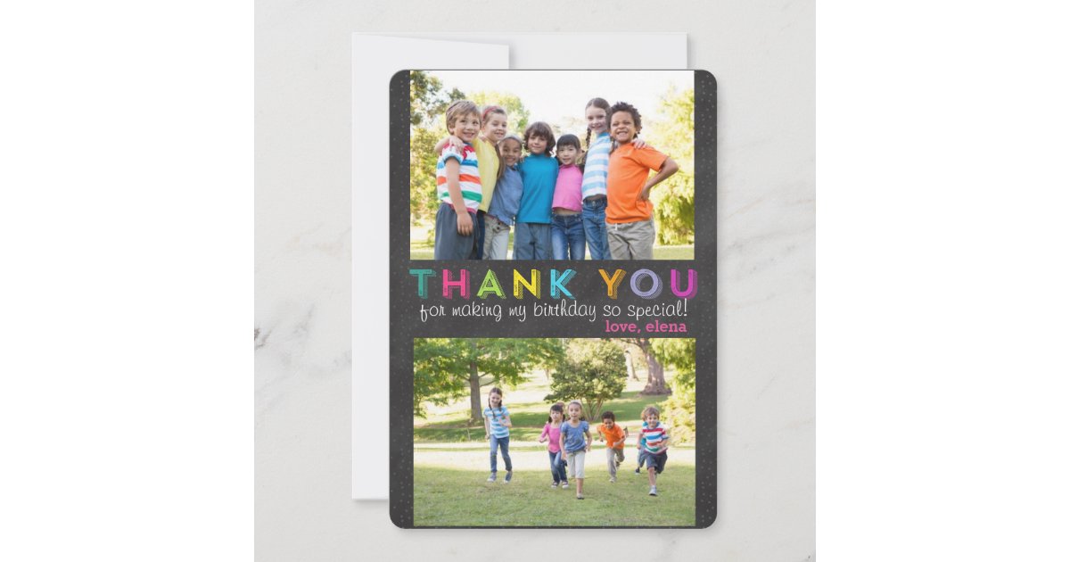 Thank you custom multiple photo card | Zazzle