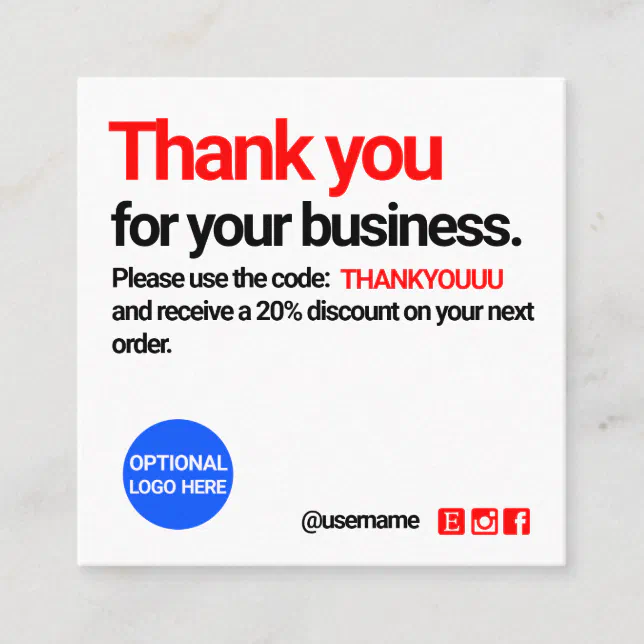 Thank You Customer Appreciation Discount Card | Zazzle