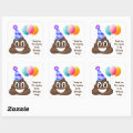 Thank You Customized Poop Emoji Birthday Stickers | Zazzle