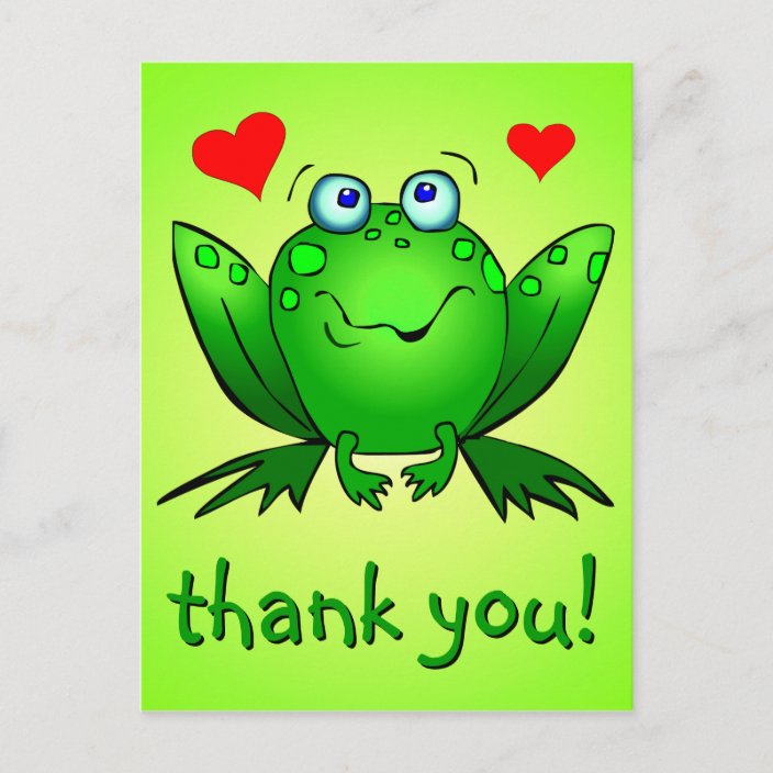 Thank You Cute Green Frog Hearts Postcard | Zazzle.com
