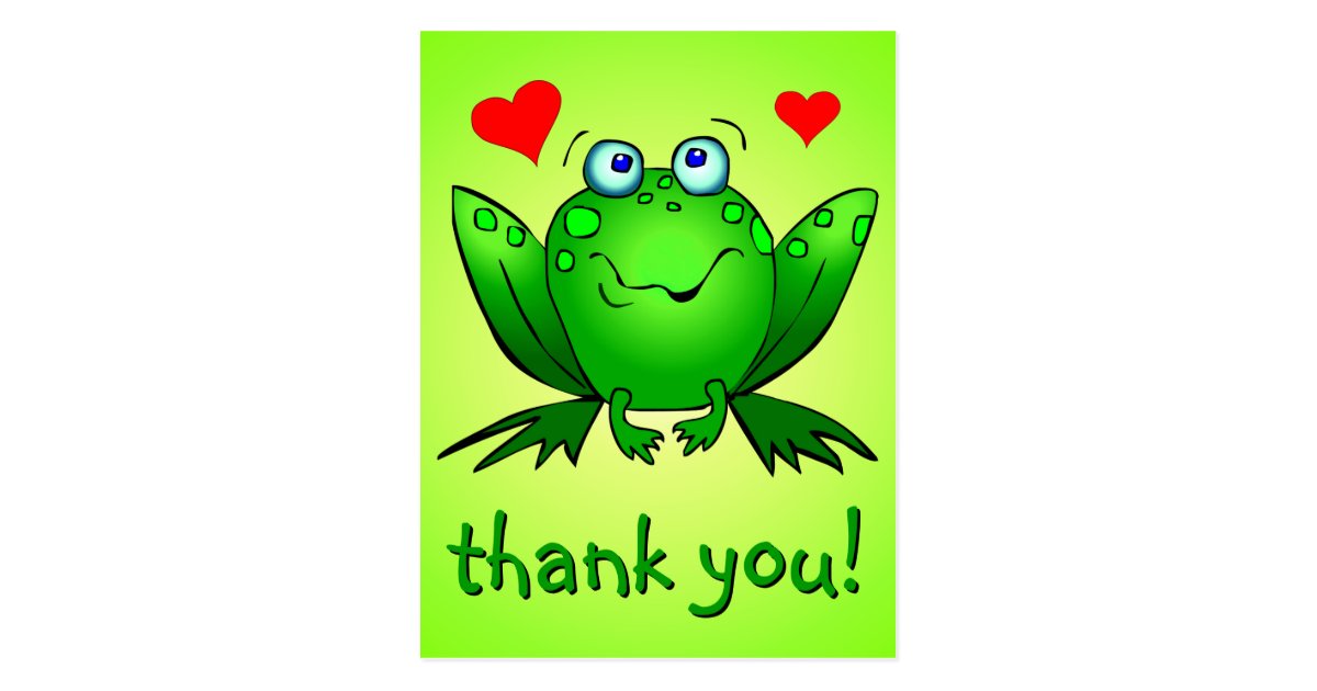 Thank You Cute Green Frog Hearts Postcard | Zazzle.com