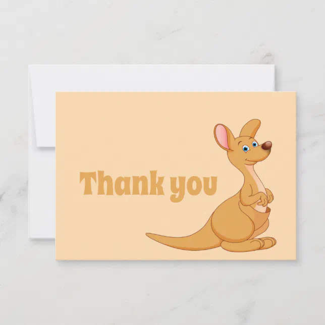 Thank You Cute Kangaroo Cartoon Animal | Zazzle