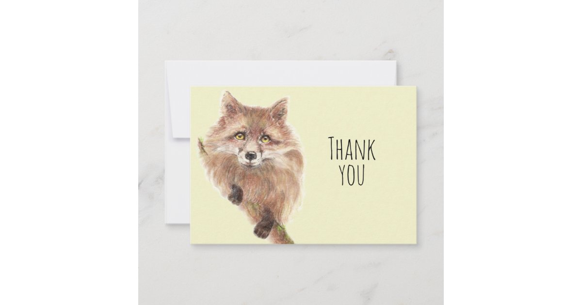 Thank You Cute Watercolor Fox Animal Art Nature | Zazzle
