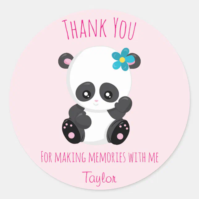 Thank you cutie panda classic round sticker | Zazzle