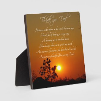 "Thank You, Dad" Poem Gift Plaque | Zazzle