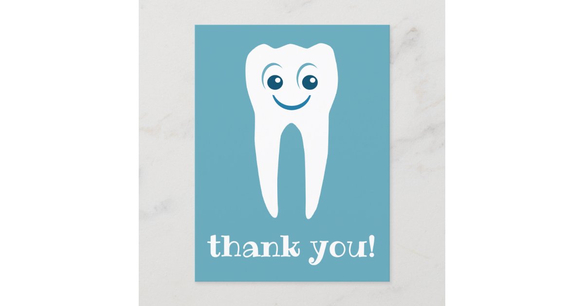 thank you dentist smiling tooth postcard | Zazzle