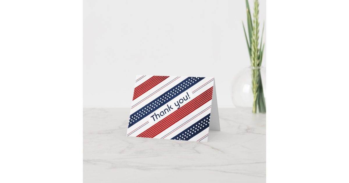 Thank You - Diagonal Stars & Stripes Pattern Card | Zazzle
