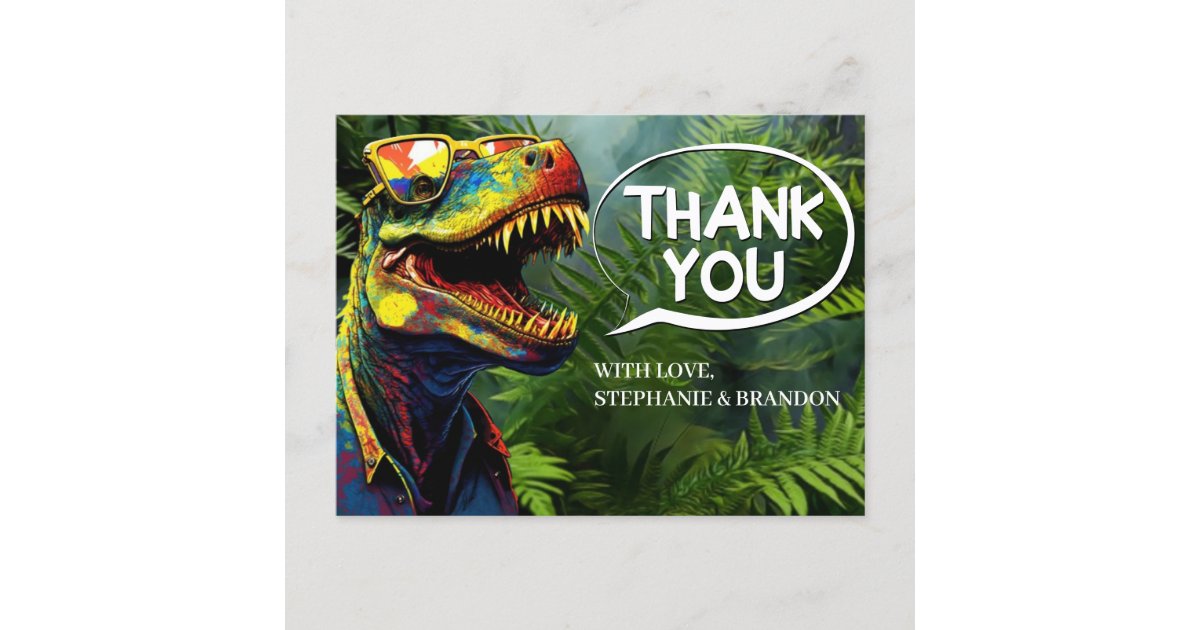 Thank You Dinosaur Jurassic Kids theme Postcard | Zazzle