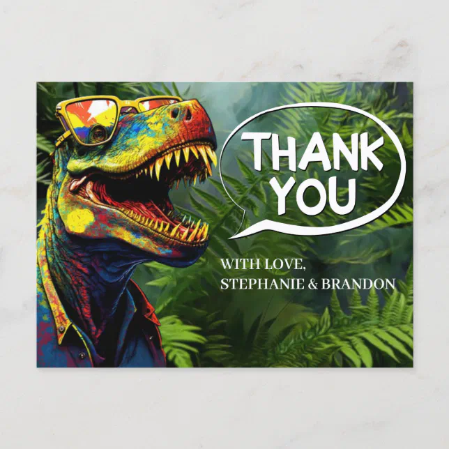 Thank You Dinosaur Jurassic Kids theme Postcard | Zazzle