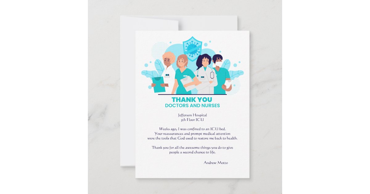 Thank You Doctors and Nurses Card | Zazzle