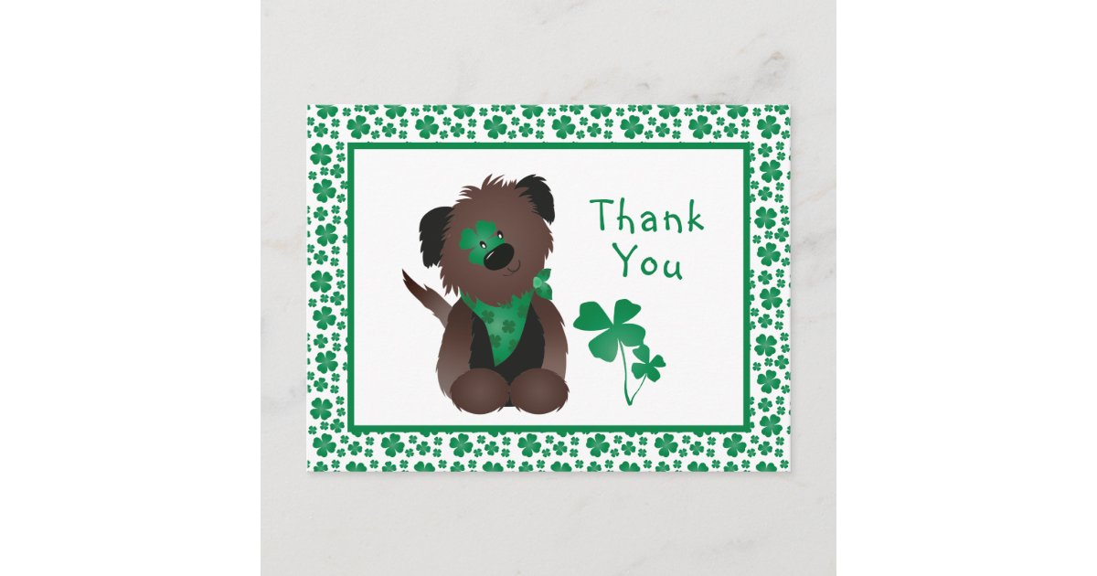 Thank You Dog Shamrock Green Postcard | Zazzle