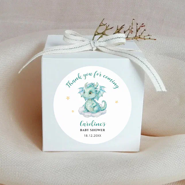 Thank you Dragon Baby Shower Classic Round Sticker | Zazzle