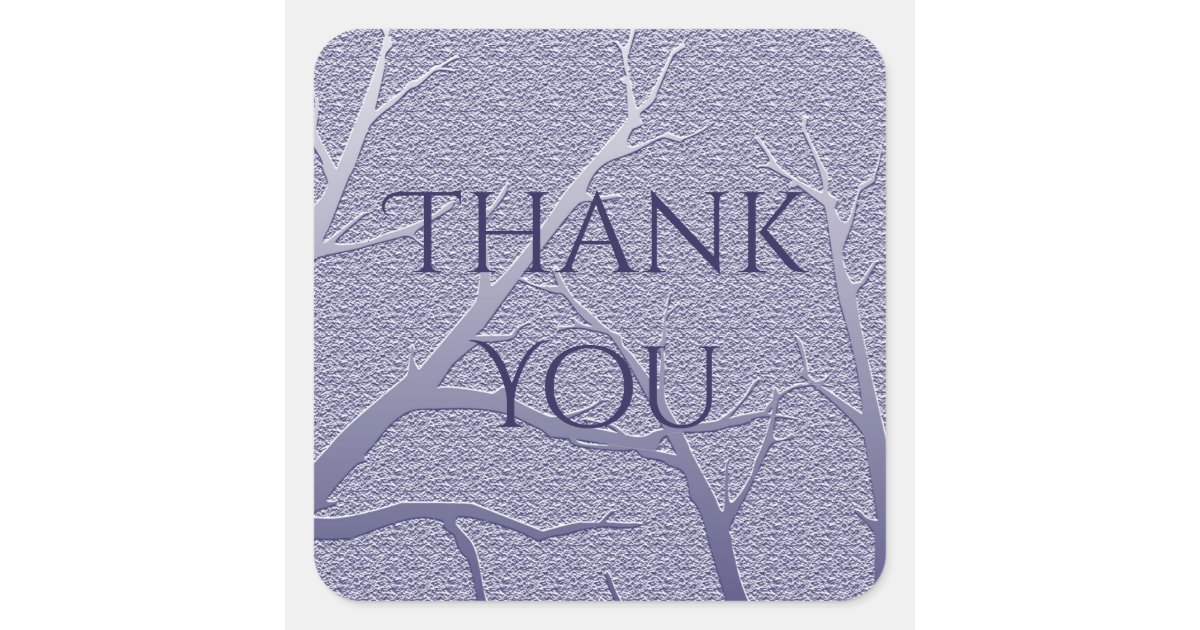 Thank You Elegant Blue Branch Simple Appreciation Square Sticker | Zazzle