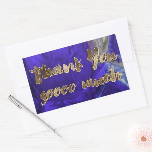 Thank You Elegant Thanks Purple Gold Typography Rectangular Sticker ...