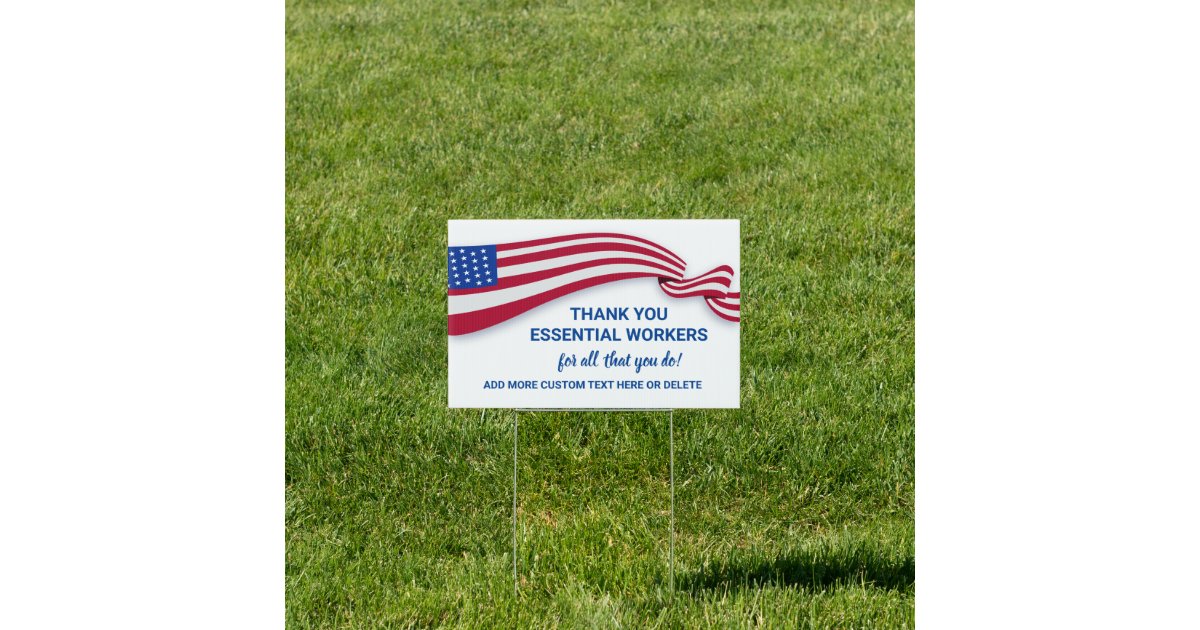 Thank You Essential Workers, Medical, USA Flag Sign | Zazzle