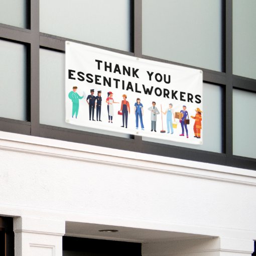 Thank You Essential Workers Outdoor Banner | Zazzle
