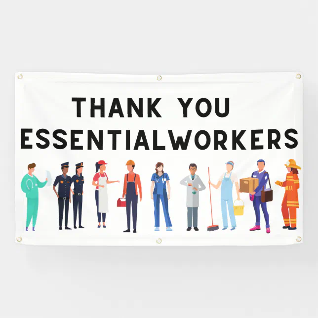 Thank You Essential Workers Outdoor Banner | Zazzle