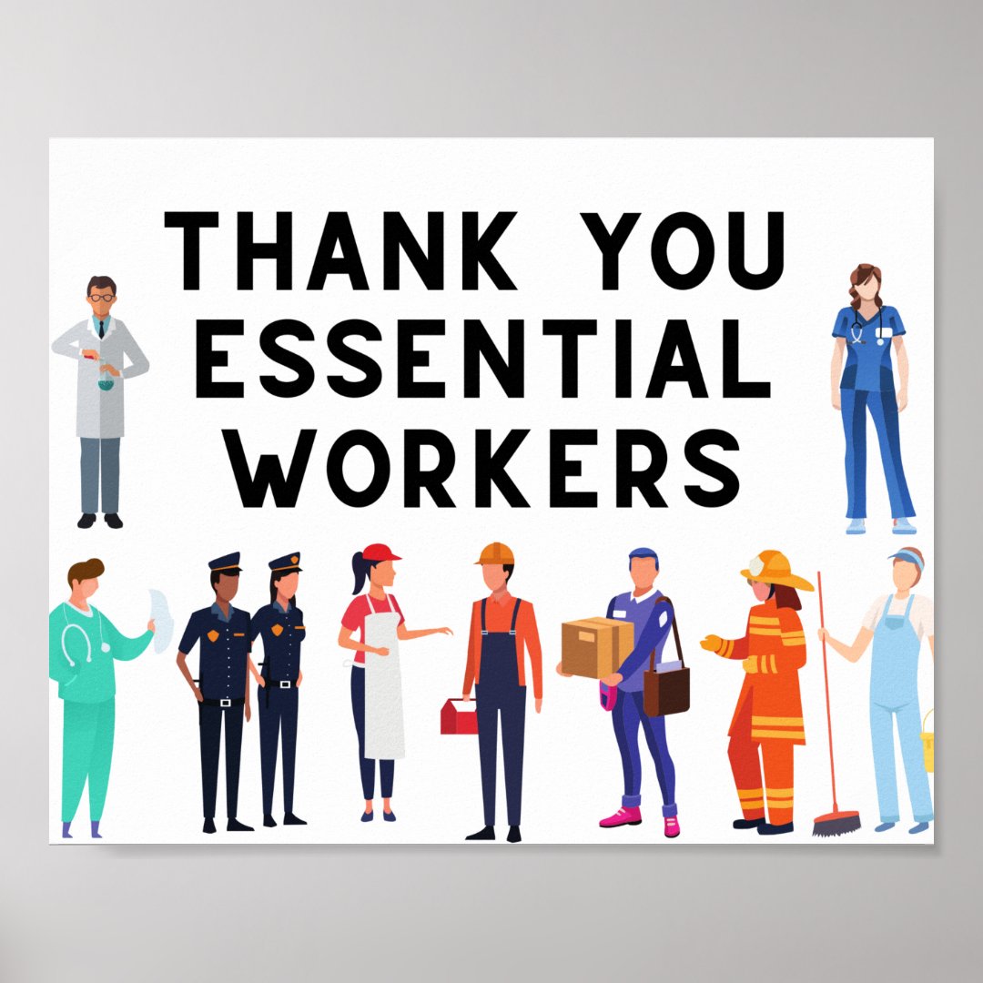 Thank You Essential Workers Poster | Zazzle