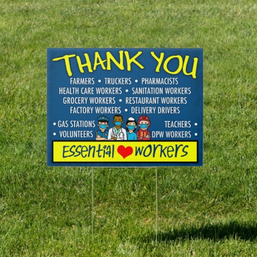 Thank You Essential Workers Sign | Zazzle