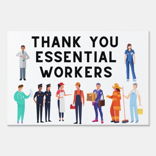 Thank You Essential Workers Yard Sign | Zazzle.com